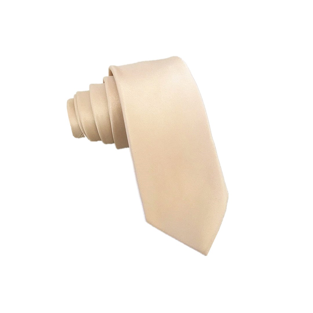 Champagne Cream Wedding Tie, Satin Tie & Pocket Square Set, Men's ...