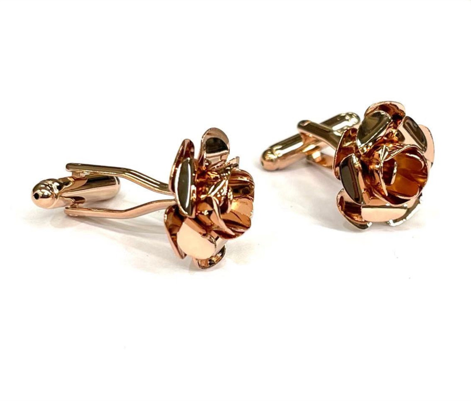 Rose Gold Cufflinks Rose Flower Cuff Links Wedding Cuff Links Birthday ...