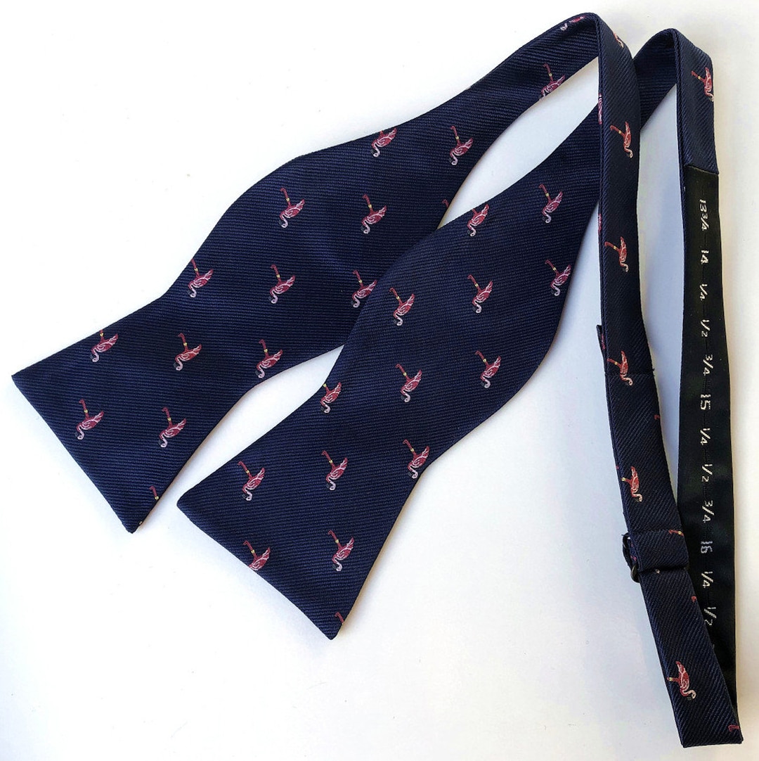 Corbata de pajarita azul marino azul marino flamingo corbata de boda ...