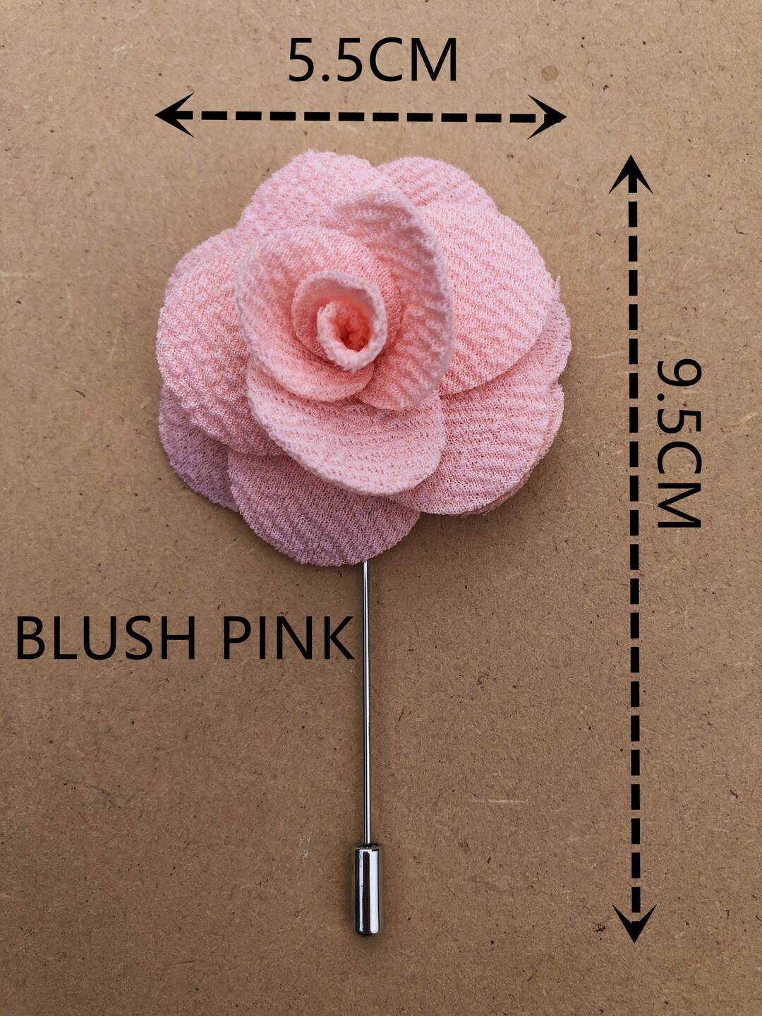 5.5cm Blush Pink Rose Flower Lapel Pin Men Wedding Accessories Brooches ...