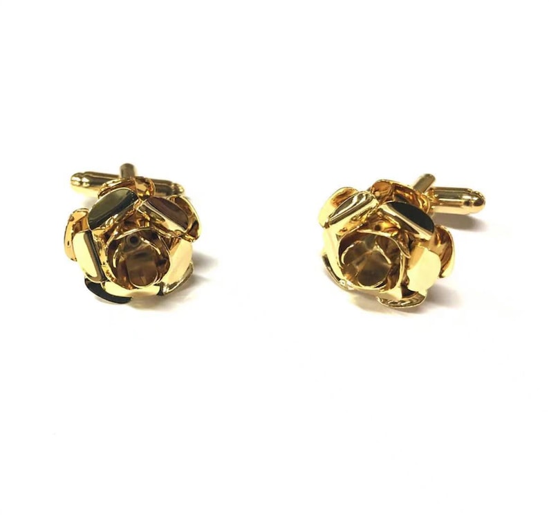 Rose Gold Cufflinks Rose Flower Cuff Links Wedding Cuff Links Birthday ...