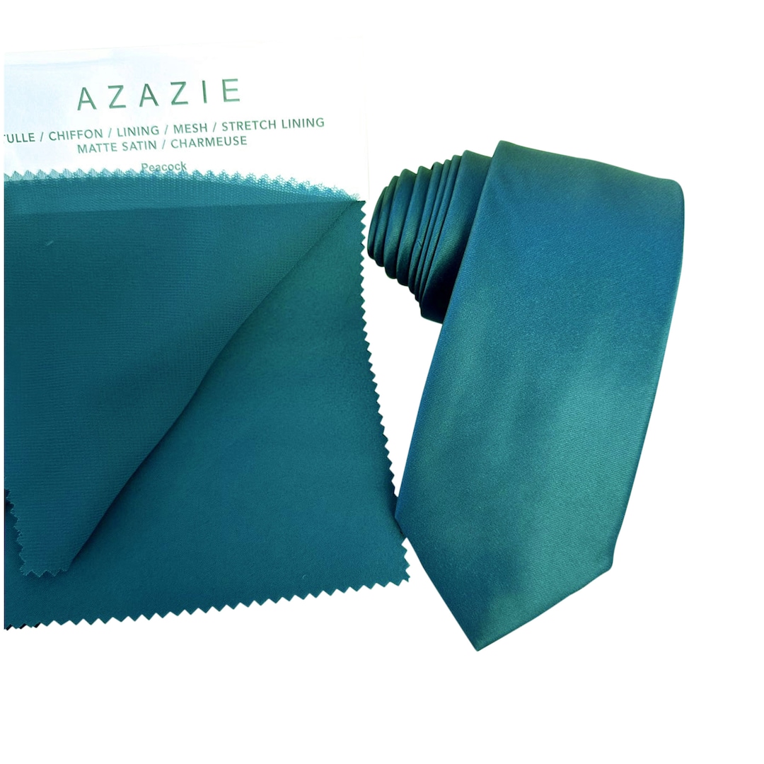 Peacock Wedding Tie, Satin Tie & Pocket Square Set, Men's Necktie Matte ...