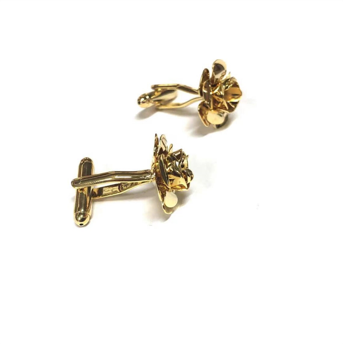 Rose Gold Cufflinks Rose Flower Cuff Links Wedding Cuff Links Birthday ...