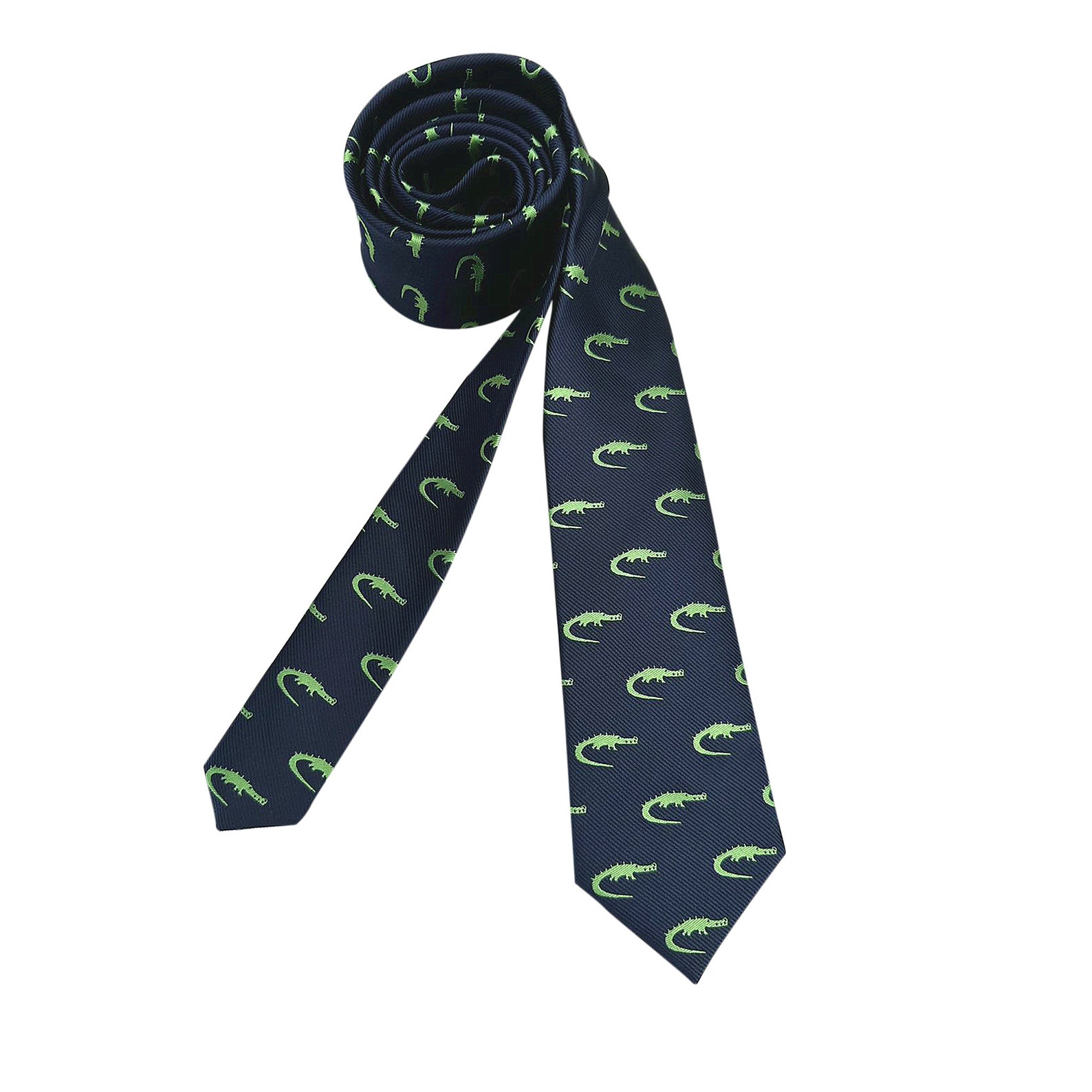 Navy Blue Crocodile Skinny Tie Mans Novelty Necktie Animal Print ...
