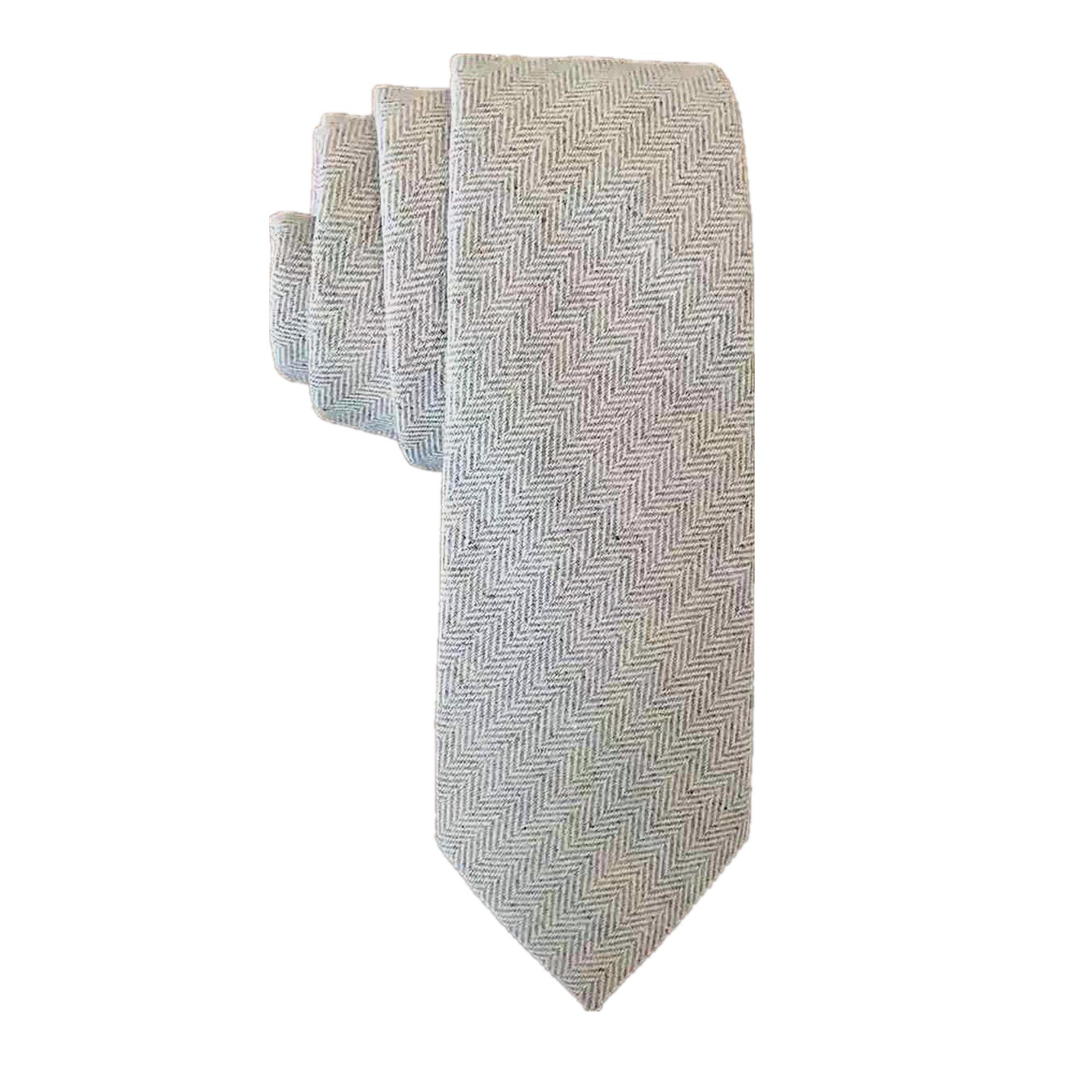 Light Grey Herringbone Linen Skinny Tie Mans Necktie Natural Fabric ...