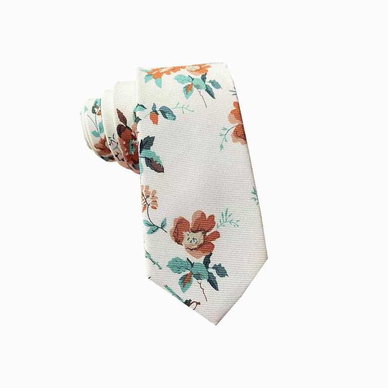 Rust Floral Skinny Tie With Matching Pocket Square Set| Floral Tie ...
