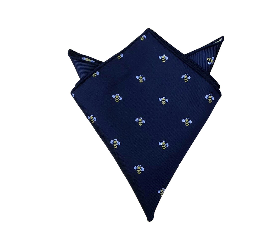 Navy Blue Bumble Bee Pocket Square Animal Print Handkerchiefs Mans ...