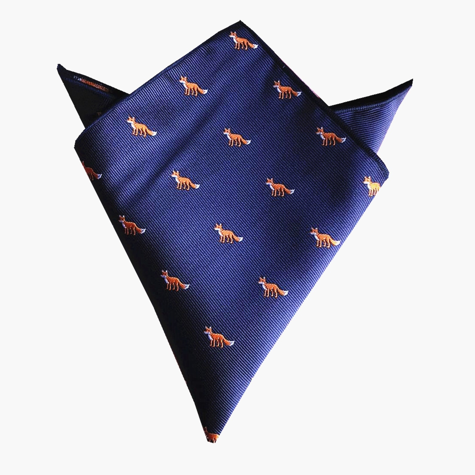 Dark Navy Blue Fox Pocket Square Animal Print Handkerchiefs Mans Hanky ...