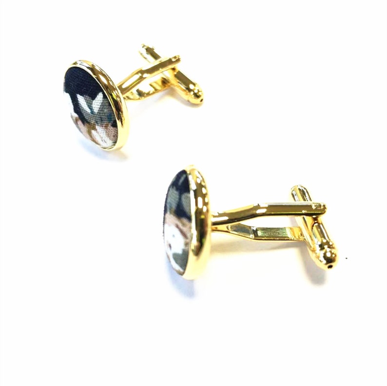 Midnight Blue White Floral Cufflinks Custom Cufflink Silver Cufflinks ...