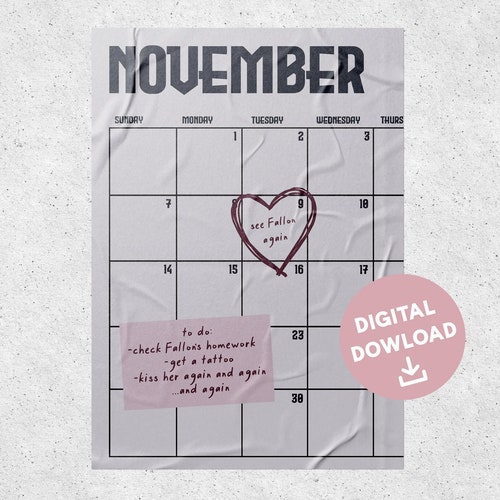 November 9: Ben and Fallon Digital Poster Minimal - Etsy UK