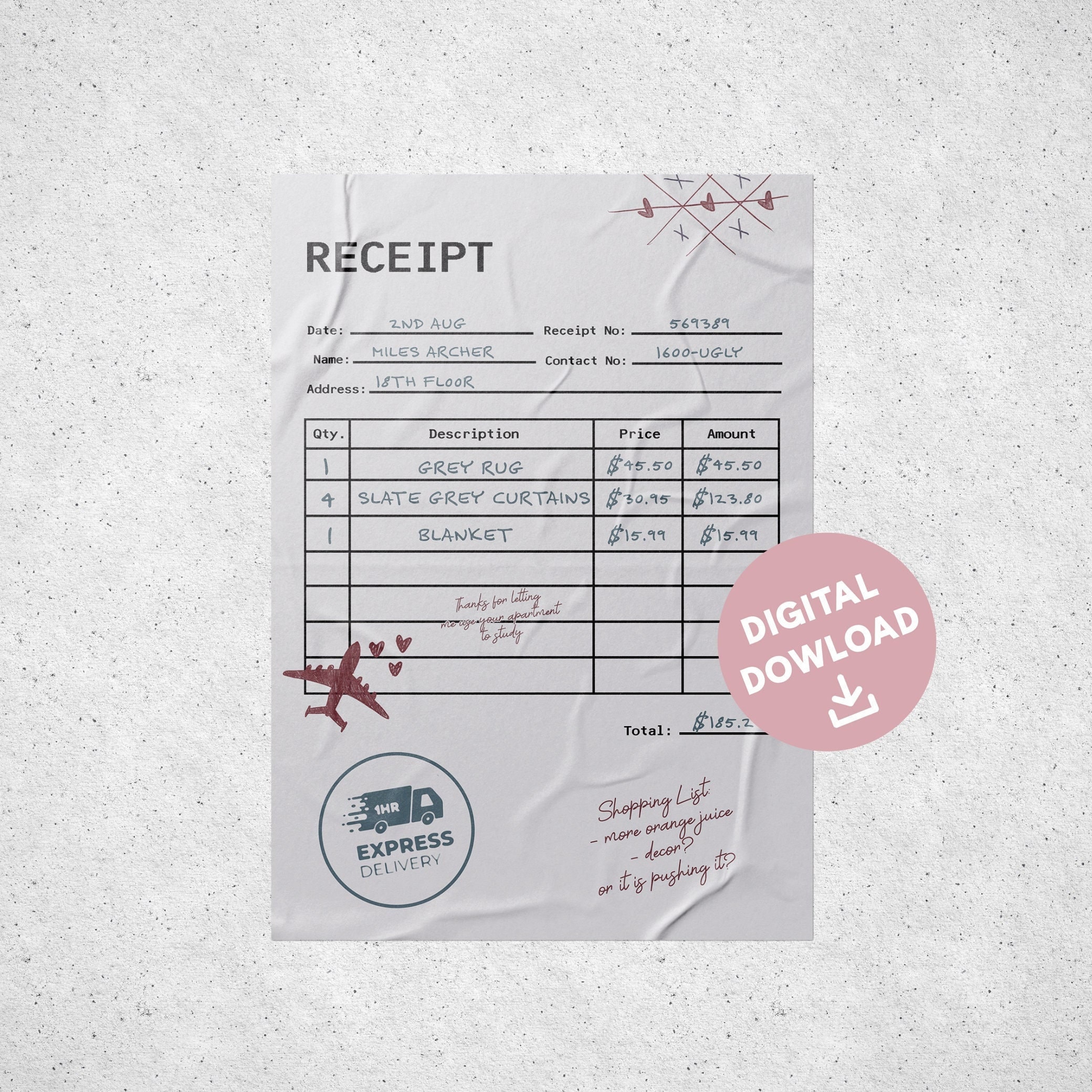 Ugly Love: Tate and Miles Receipt Poster Minimal - Etsy