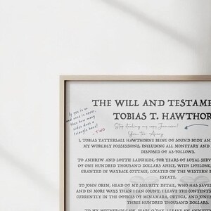 The Inheritance Games Will Digital Poster - Etsy