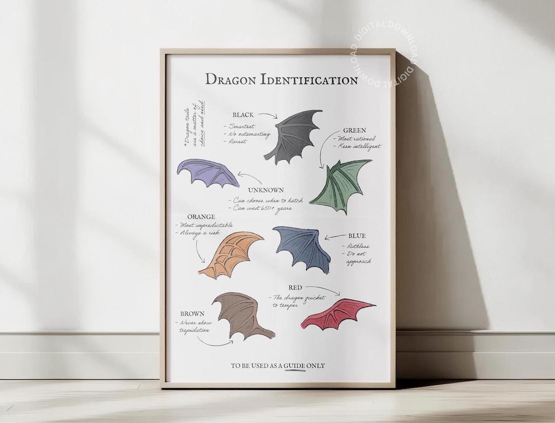Fourth Wing Dragon Identification Class Notes Poster Minimal - Etsy