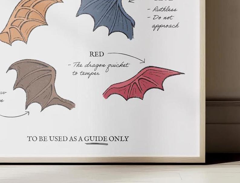 Fourth Wing Dragon Identification Class Notes Poster Minimal - Etsy