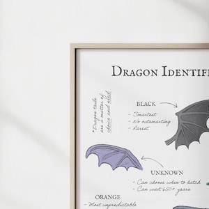 Fourth Wing Dragon Identification Class Notes Poster Minimal - Etsy