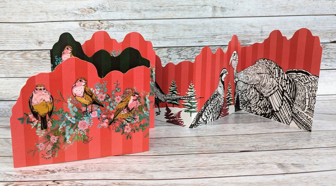 Christmas Card Pack, Set of Fold Out Christmas Cards, Concertina ...