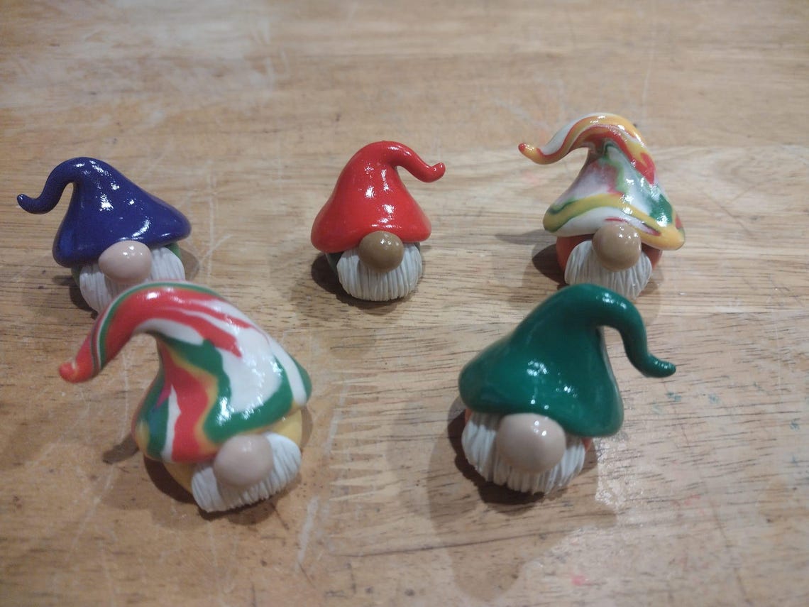 Handmade Mini Gnomes and Creatures, Polymer Clay Figures, Great Gift ...