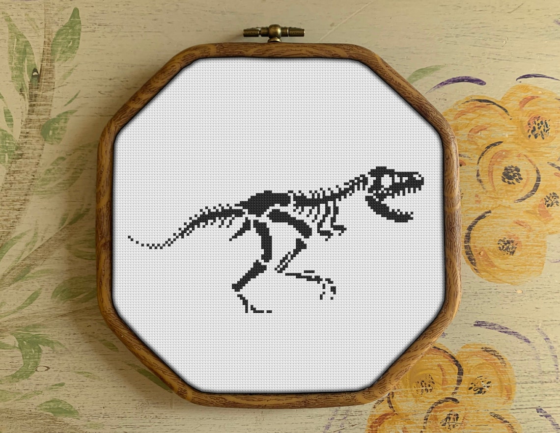 T-Rex Skeleton Cross Stitch Pattern | Etsy