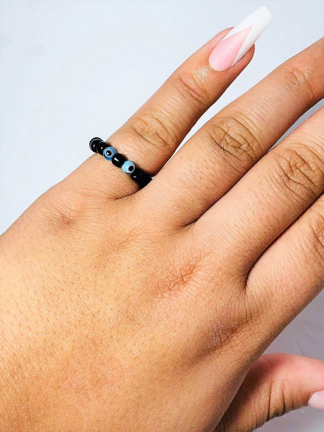 Evil Eye Ring, Protection Ring, Stacking Rings, Stretchy Rings, Beaded ...