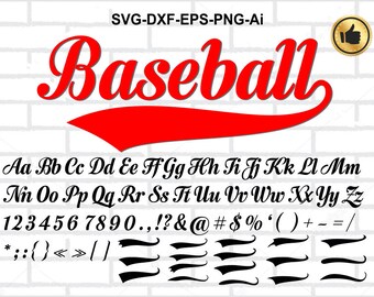 Baseball font svg | Etsy