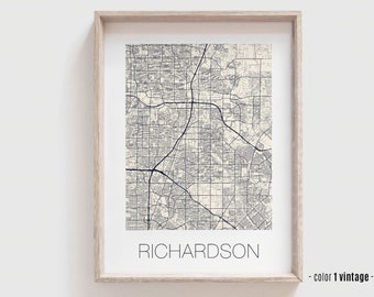 Richardson Map Print, Richardson Map Poster Wall Art, Tx City Map ...