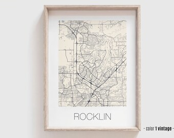 Rocklin Map Print, Rocklin Map Poster Wall Art, Ca City Map, California ...
