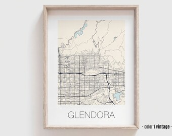 Glendora Map Print, Glendora Map Poster Wall Art, Ca City Map ...