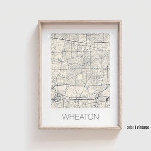 WHEATON IL City Map Poster, Wheaton Illinois Street Map Print ...