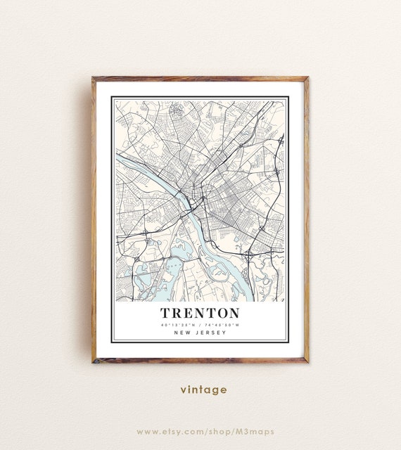 Trenton New Jersey Map Trenton NJ Map Trenton City Map - Etsy