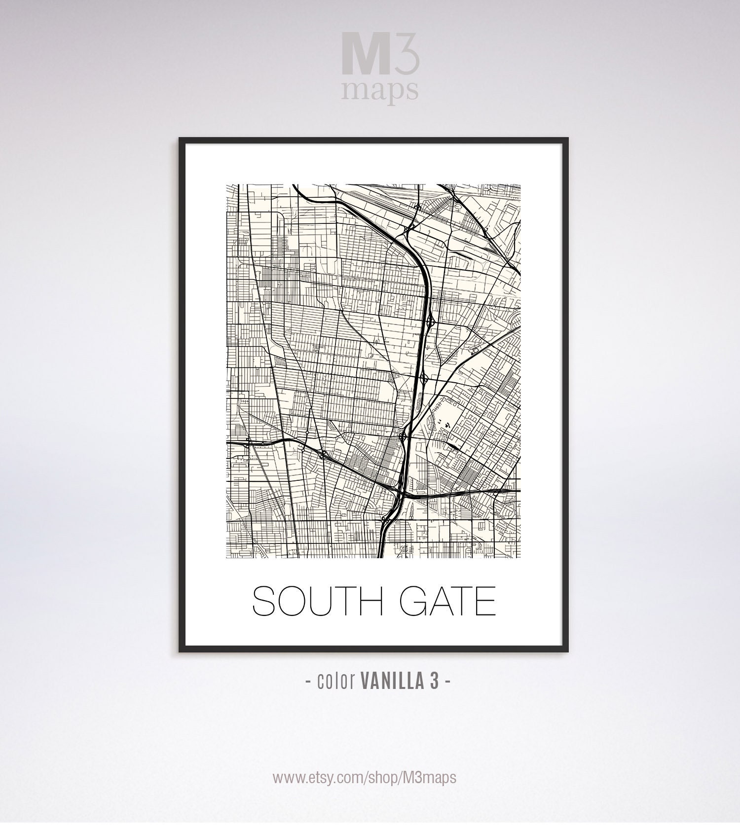 South Gate California South Gate CA map South Gate map | Etsy