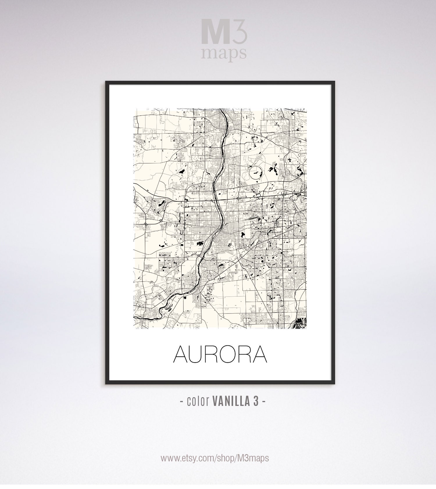 Aurora Illinois Aurora IL Map Aurora Map Aurora Print | Etsy