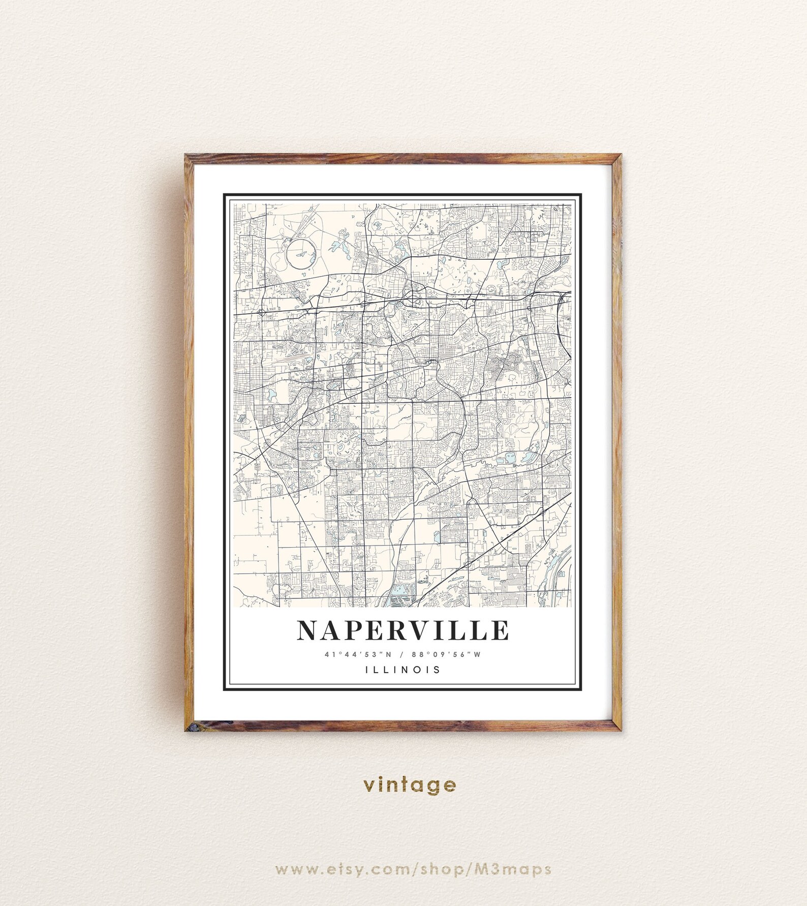 Naperville Illinois Map Naperville IL Map Naperville City - Etsy