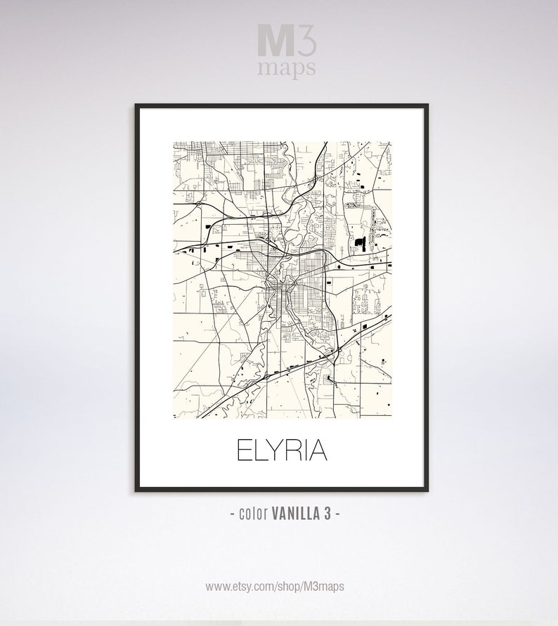 Elyria Ohio Elyria OH Map Elyria Map Elyria Print Elyria - Etsy