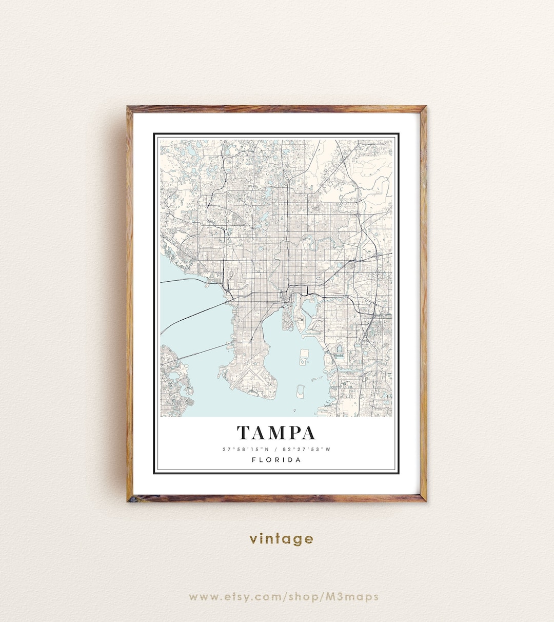 Tampa Florida Map, Tampa FL Map, Tampa City Map, Tampa Print, Tampa ...