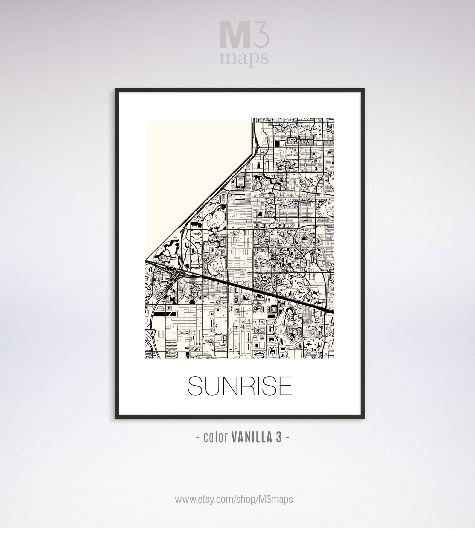 Sunrise Florida Sunrise FL Map Sunrise Map Sunrise Print - Etsy