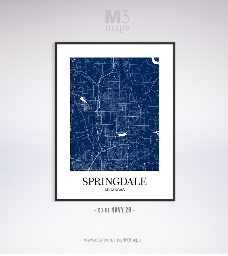 Springdale Springdale AR Map Springdale Modern Art Print - Etsy