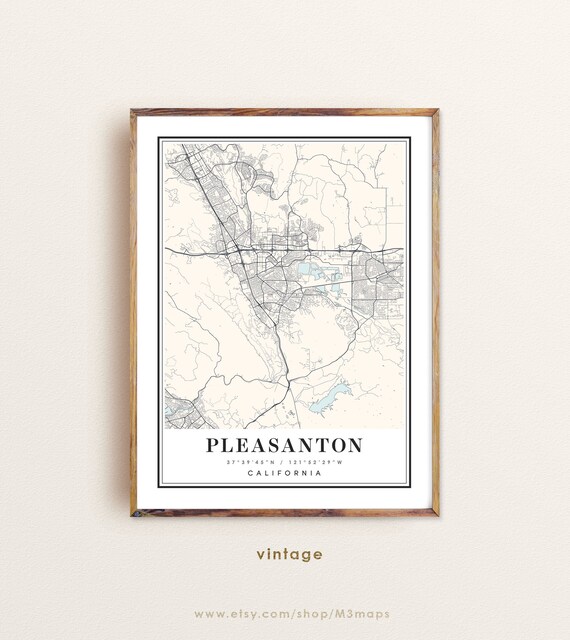 Pleasanton California Map Pleasanton CA Map Pleasanton City - Etsy