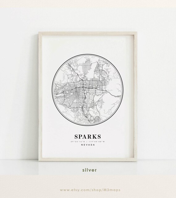 Sparks Map Nevada Sparks NV Map Sparks Print Sparks Poster - Etsy