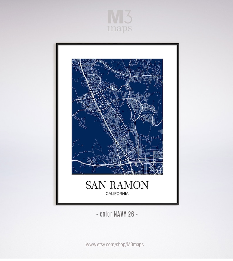 San Ramon San Ramon CA Map San Ramon Modern Art Print San | Etsy