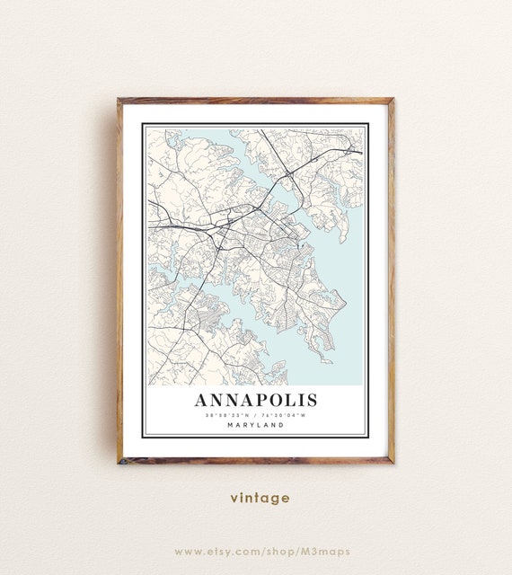 Annapolis Maryland Map Annapolis MD Map Annapolis City Map | Etsy