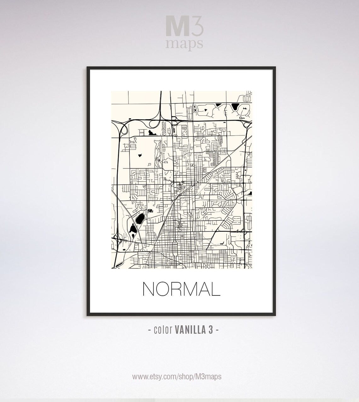 Normal Illinois Normal IL Map Normal Map Normal Print | Etsy
