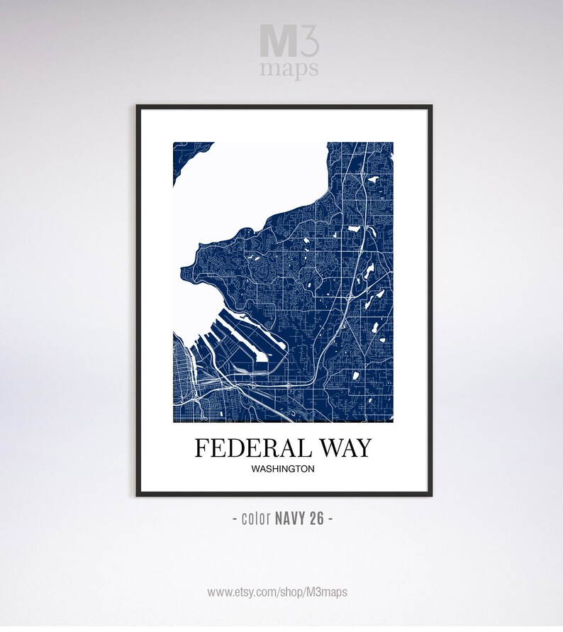 Federal Way Federal Way WA Map Federal Way Modern Art Print | Etsy