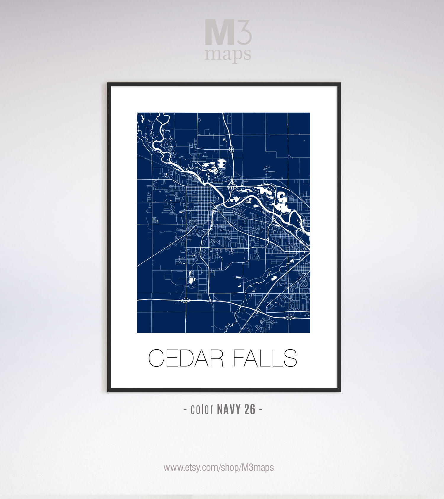 Cedar Falls Iowa Cedar Falls IA Map Cedar Falls Map Cedar - Etsy