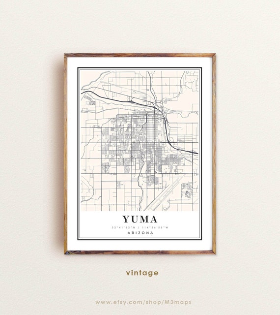 Yuma Arizona map Yuma AZ map Yuma city map Yuma print Yuma | Etsy
