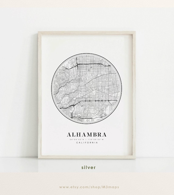Alhambra Map California Alhambra CA Map Alhambra Print - Etsy