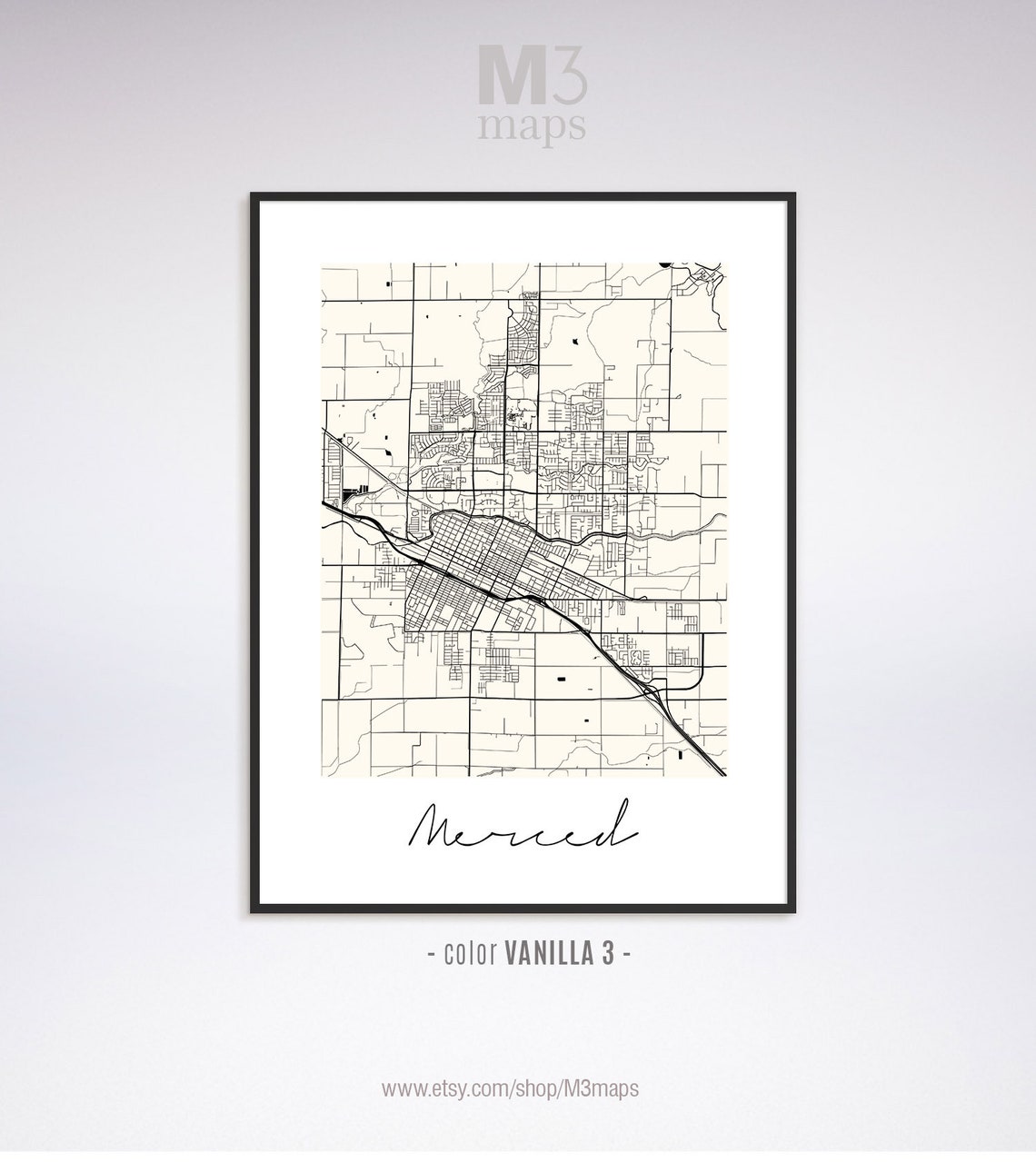 Merced Minimalist Merced Map Merced Map Print Merced City | Etsy