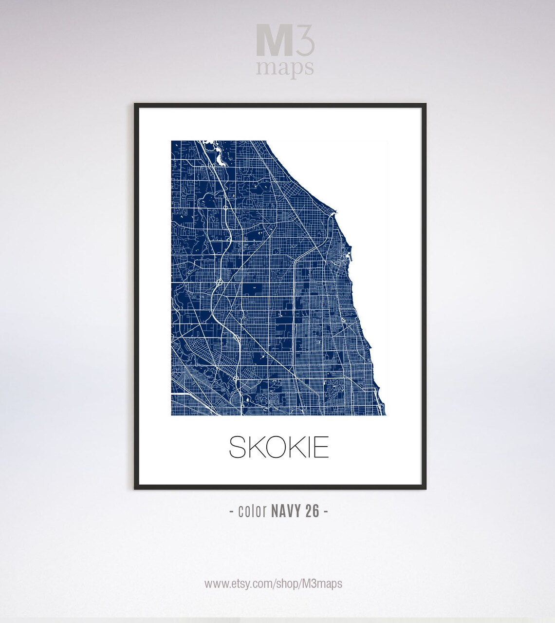 Skokie Illinois Skokie IL Map Skokie Map Skokie Print - Etsy