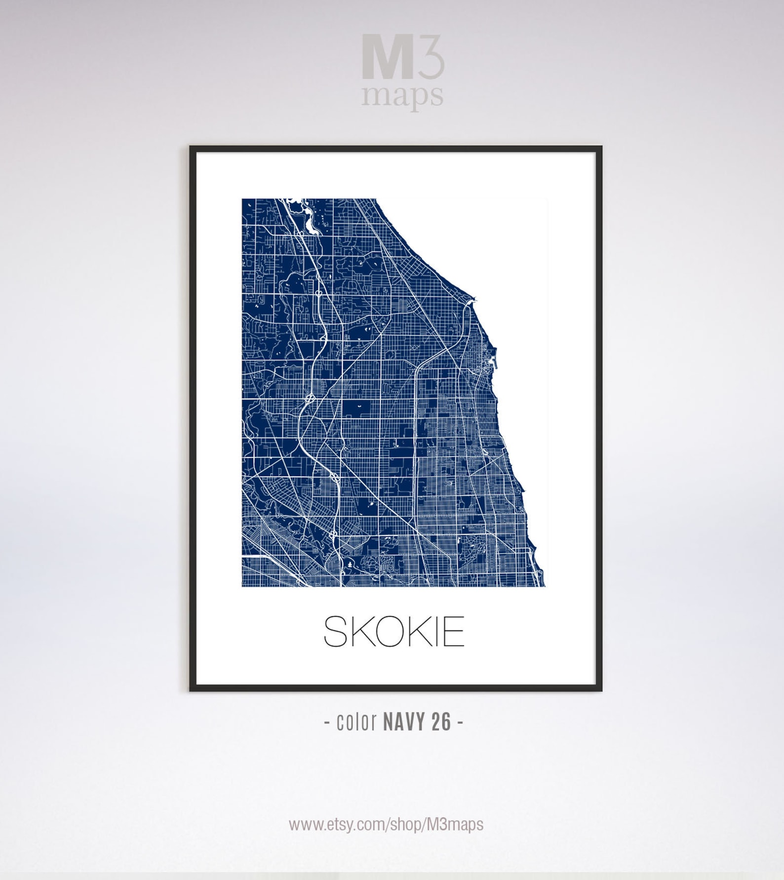 Skokie Illinois Skokie IL Map Skokie Map Skokie Print - Etsy