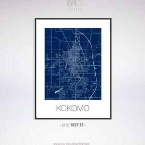 Kokomo Indiana Kokomo IN Map Kokomo Map Kokomo Print - Etsy