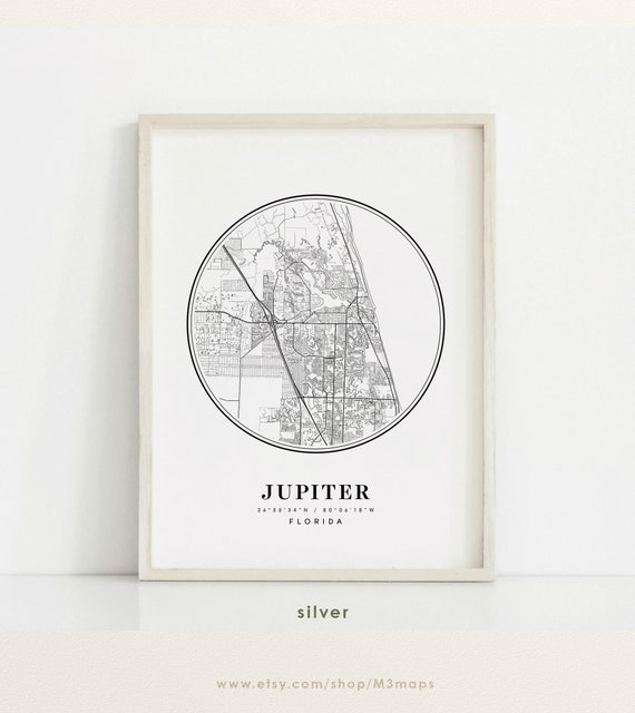 Mapa de Júpiter Florida Mapa de Júpiter FL Impresión de - Etsy México